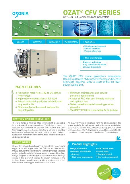OZONIA - OZAT CFV SERIES - OXYGEN-Fed Compact Ozone ...