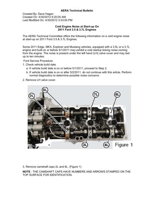 AERA Technical Bulletin Created By: Dave Hagen Created On: 4/30 ...