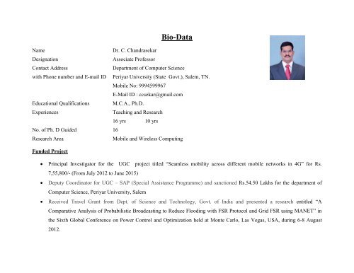 Bio-Data - Periyar University