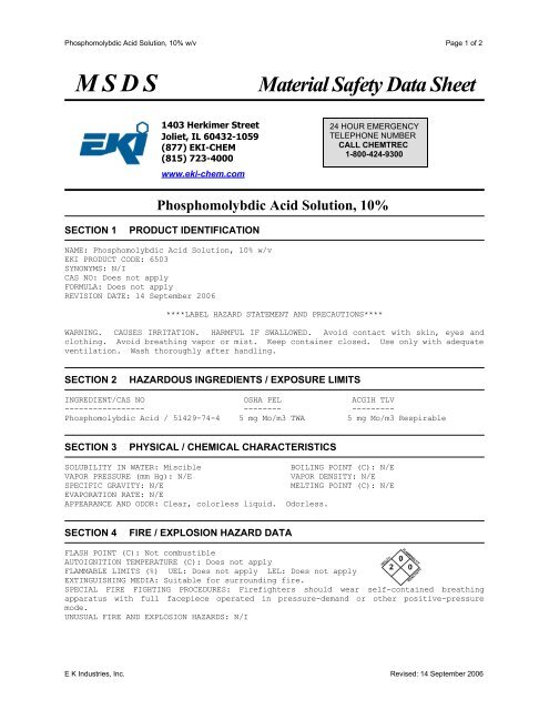 M S D S Material Data Safety Sheet - Mercedes Medical