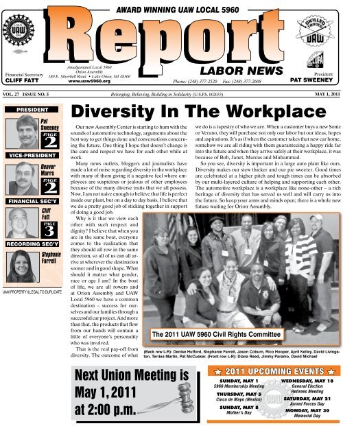 diversity In The Workplace - UAW Local 5960