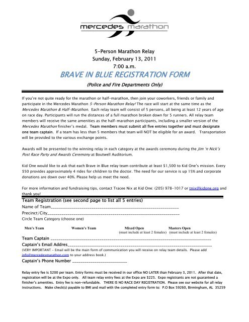 BRAVE IN BLUE REGISTRATION FORM - Mercedes Marathon