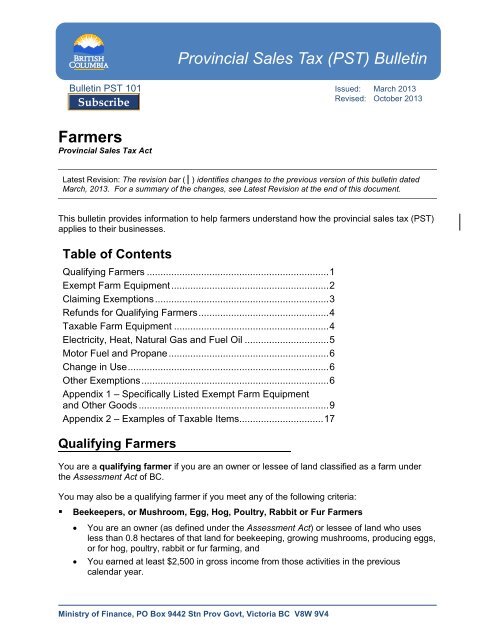 Bulletin PST 101