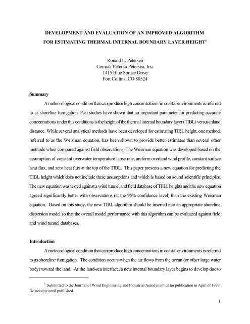 Development and Evaluation of an Improved Algorithm for ... - CPP