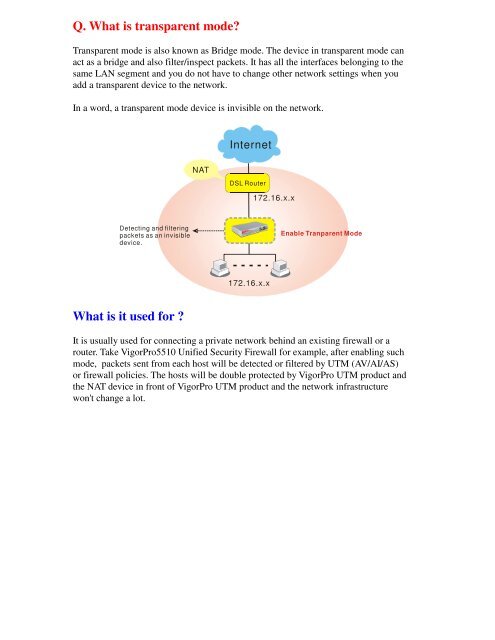 What is transparent mode - Draytek