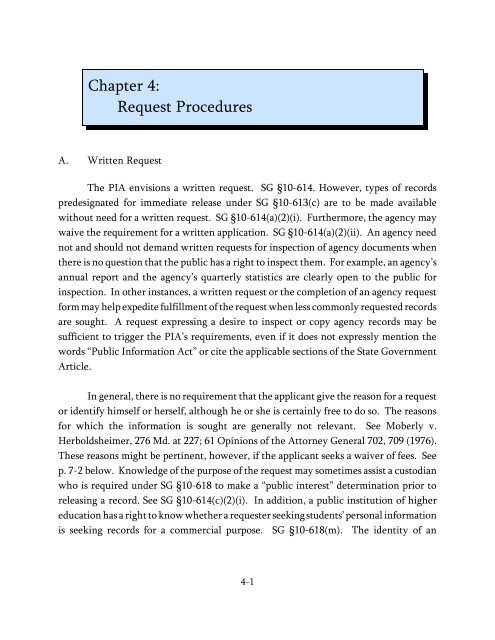 Chapter 4: Request Procedures - Maryland Attorney General