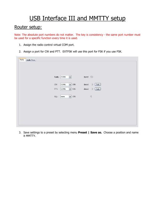 USB Interface III and MMTTY setup - microHAM