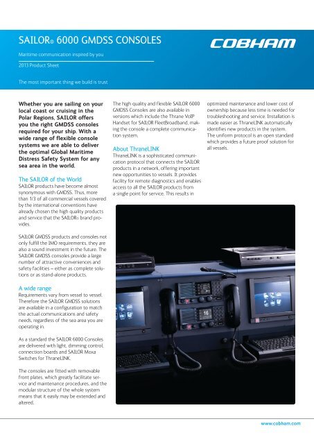 SAILOR 6000 GMDSS Consoles