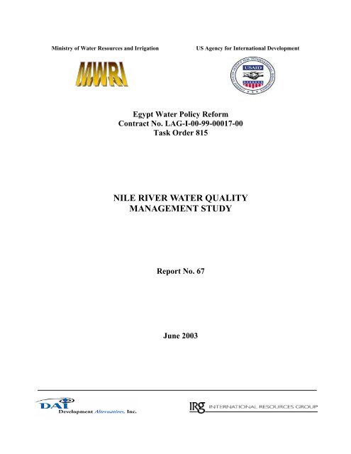 nile river water quality management study - LIFE-IWRMII Project, Egypt