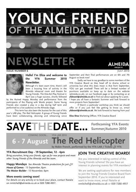 NEWSLETTER - Almeida Theatre
