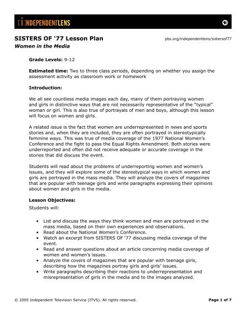 Download PDF - SISTERS OF '77 Lesson Plan - PBS