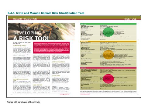 6.4.5. Irwin and Morgan Sample Risk Stratification Tool