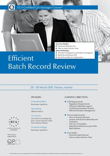 Efficient Batch Record Review - European Compliance Academy