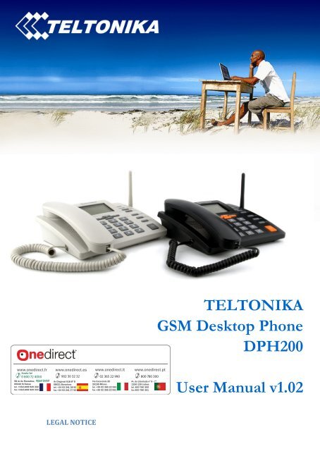 TELTONIKA GSM Desktop Phone DPH200 User Manual ... - Onedirect