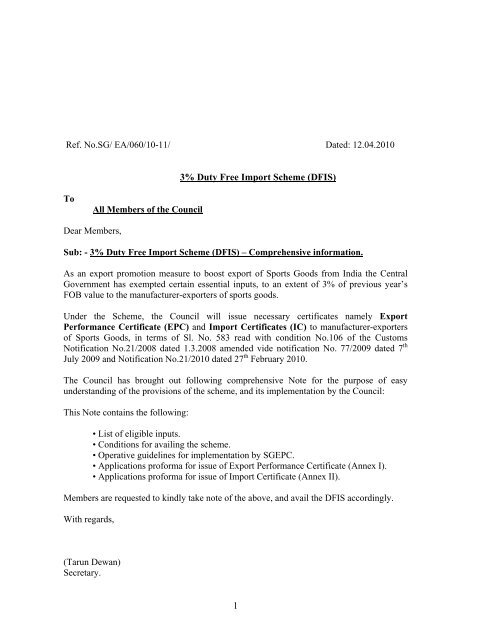 Ref - Sports Goods Export Promotion Council