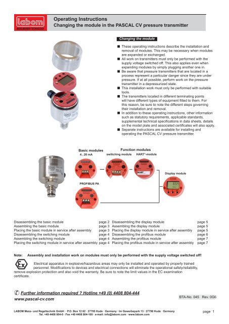 Operating Instructions - LABOM