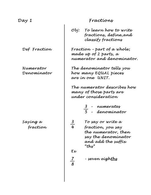 Q4. Notes - Fractions - Hanlon Math