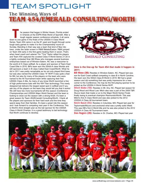 Team Spotlight - Softball Magazine