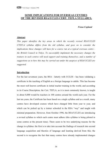 some implications for overseas centres of the revised rsa ... - ELTED