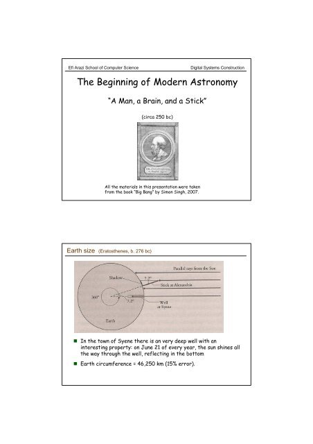The Beginning of Modern Astronomy