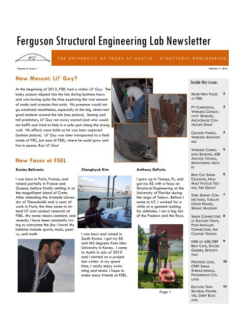 Ferguson Structural Engineering Lab Newsletter