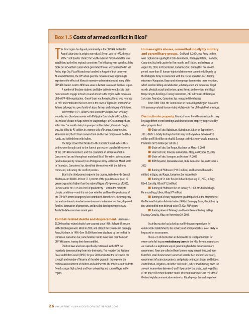 Box 1.5 Costs of armed co