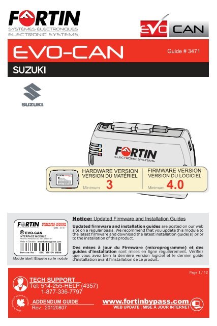 EVO-CAN & Suzuki - Fortin Electronic Systems
