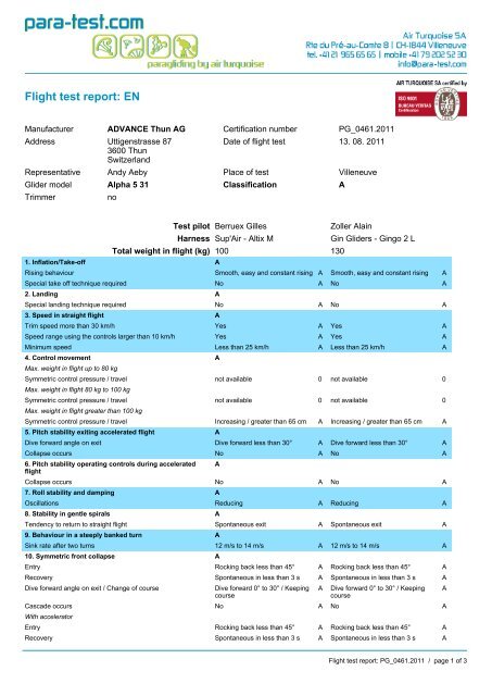 EN Test report ALPHA 5 31 - Advance