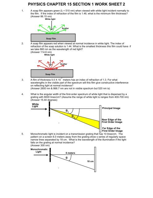 Physics Chapter 15 Section 1 Work Sheet 2