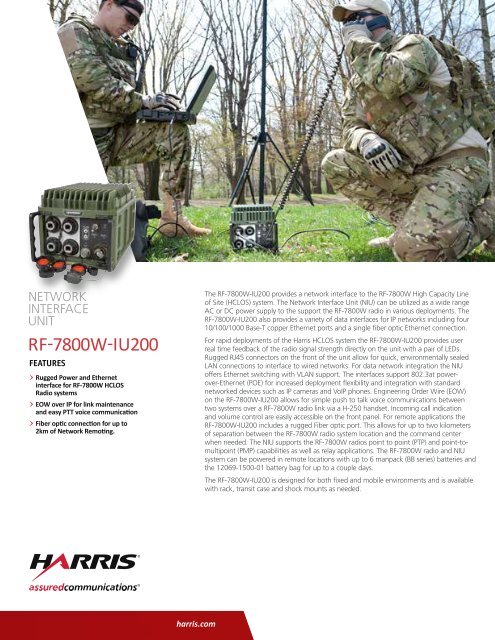 RF-7800W-IU200 Network Interface Unit - Harris Corporation
