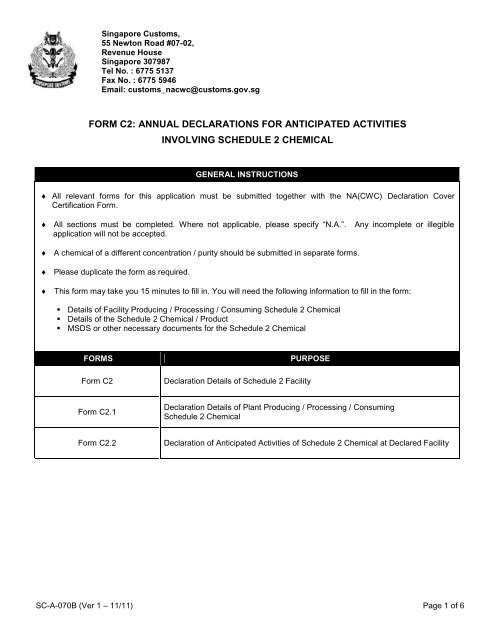 form c2 - Singapore Customs