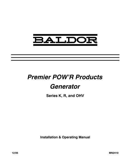 Installation & Operation Manual: Portable Premier Series