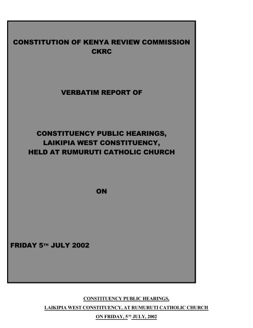constitution of kenya review commission ckrc ... - ConstitutionNet