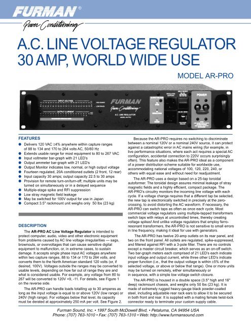 datasheet - Furman Sound