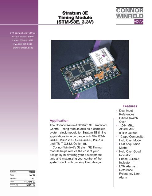 Stratum 3E Timing Module (STM-S3E, 3.3V) - Connor-Winfield