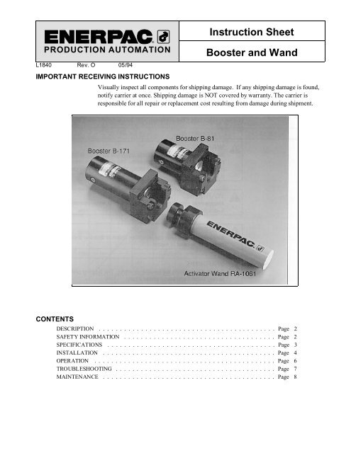 instruction manual - Enerpac
