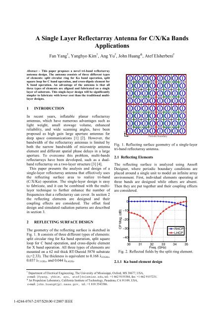A Single Layer Reflectarray Antenna for C/X/Ka Bands Applications