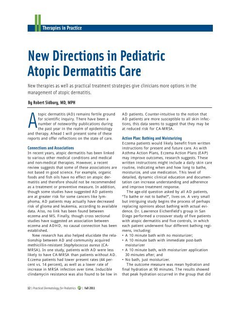 New Directions in Pediatric Atopic Dermatitis Care