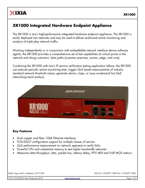 XR1000 Integrated Hardware Endpoint Appliance - Ixia