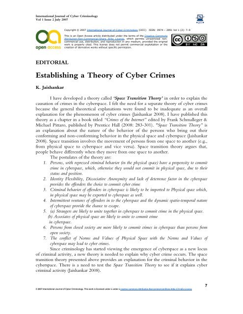 Cyber criminology and Space Transition Theory - International ...