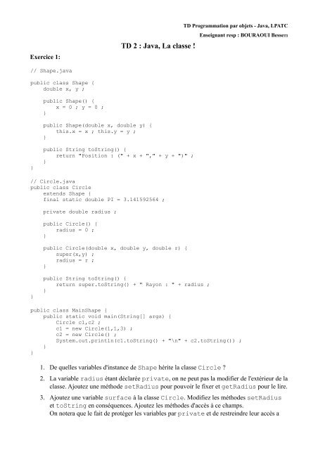 exercice corrigé classe abstraite java pdf
