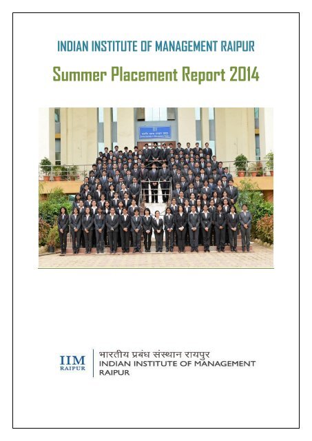 Summer Placement Report 2013 - IIM Raipur