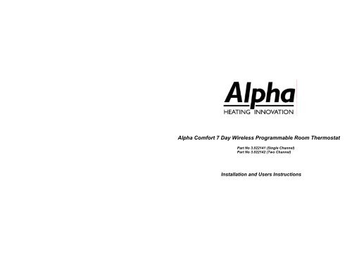 Comfort Digital Wireless Controller - Alpha boilers