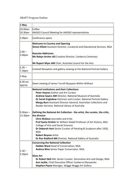 DRAFT Program Outline - National Gallery of Australia