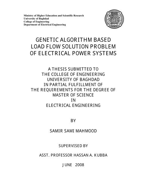 genetic algorithm based load flow solution problem of electrical ... genetic algorithm based load flow solution problem of electrical ...