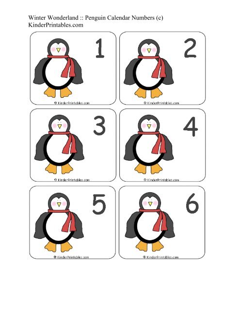 Penguin Calendar Numbers - Kinder Printables