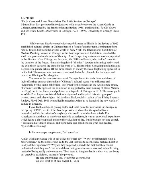 Early Years and Avant Garde Ideas The Little Review in Chicago