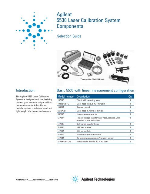 Agilent 5530 Laser Calibration System Components