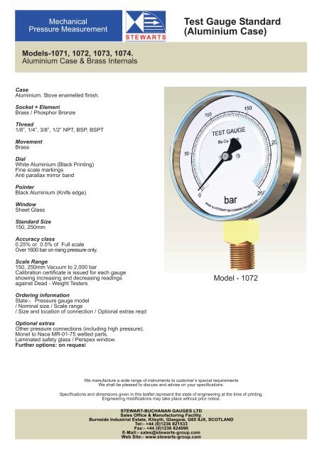 Test Gauge Standard - Stewart Buchanan Gauges Ltd