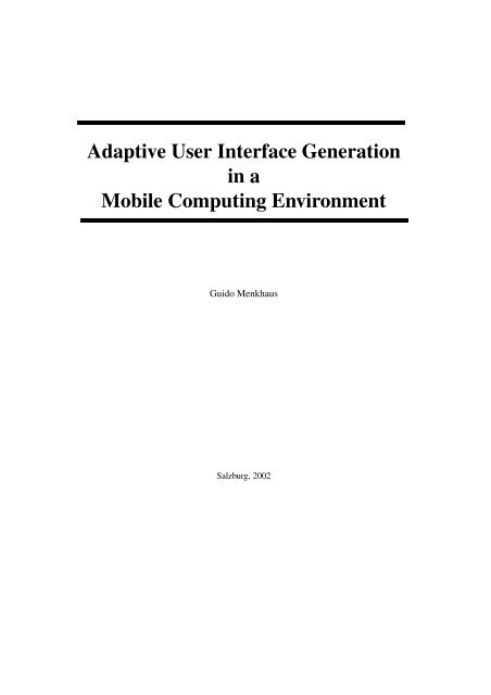 Adaptive User Interface Generation in a Mobile Computing ...